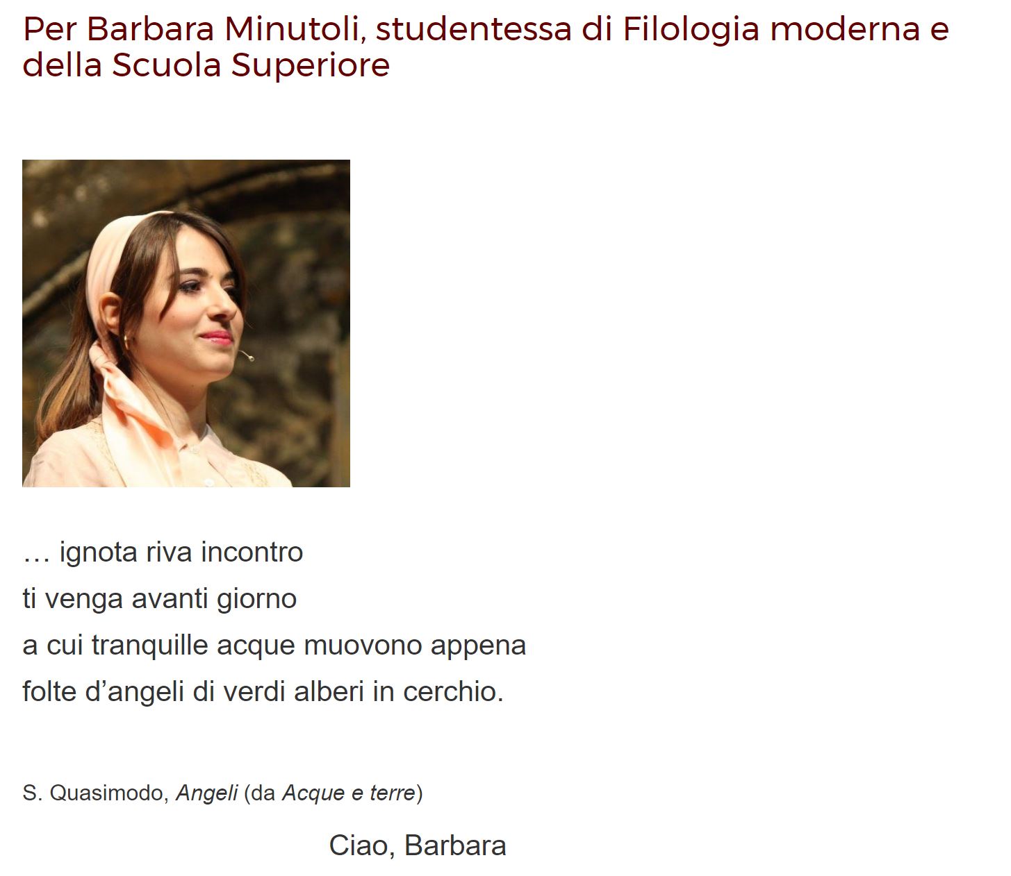 UNICT – “Per Barbara Minutoli”: DISUM ricorda studentessa di Filologia ...